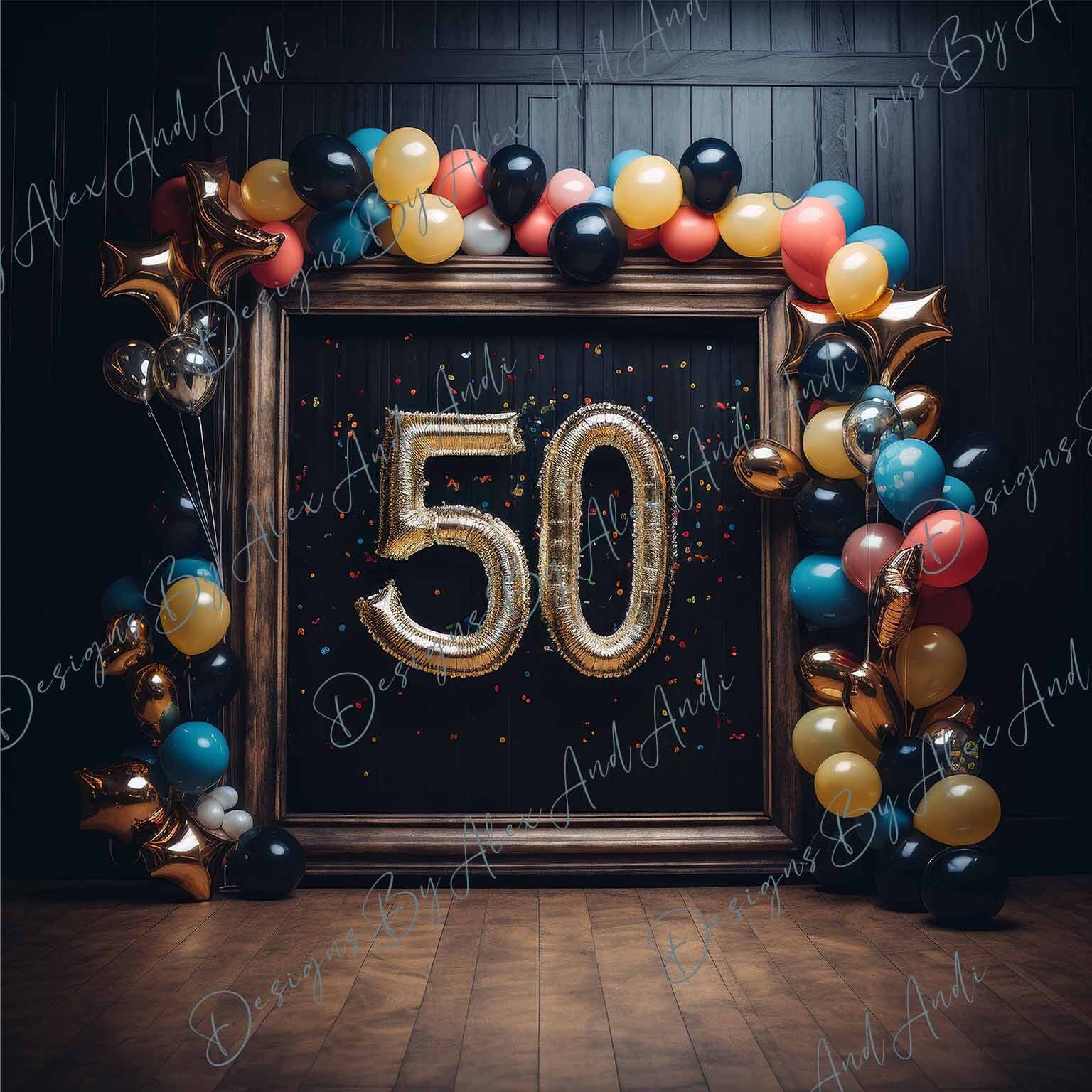 50th Birthday Digital Backdrop Overlay Background Event Photo Shoot ...