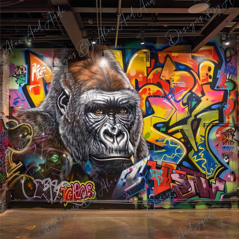 Gorilla Graffiti Digital Overlay Backdrop Background Event Photo ...