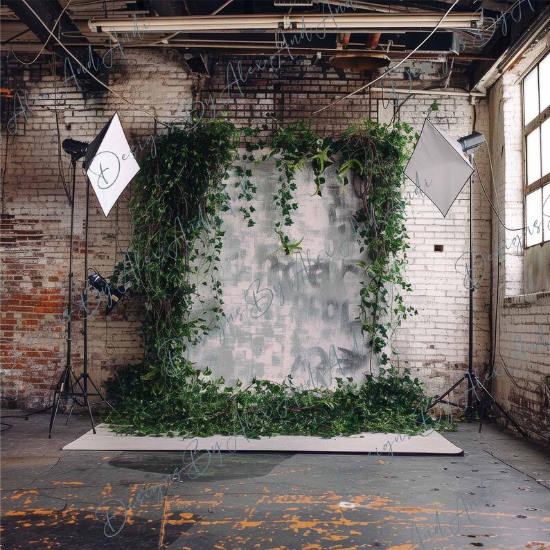 Urban Grass Garland Digital Backdrop Urban Backdrop Garland Event Photo ...