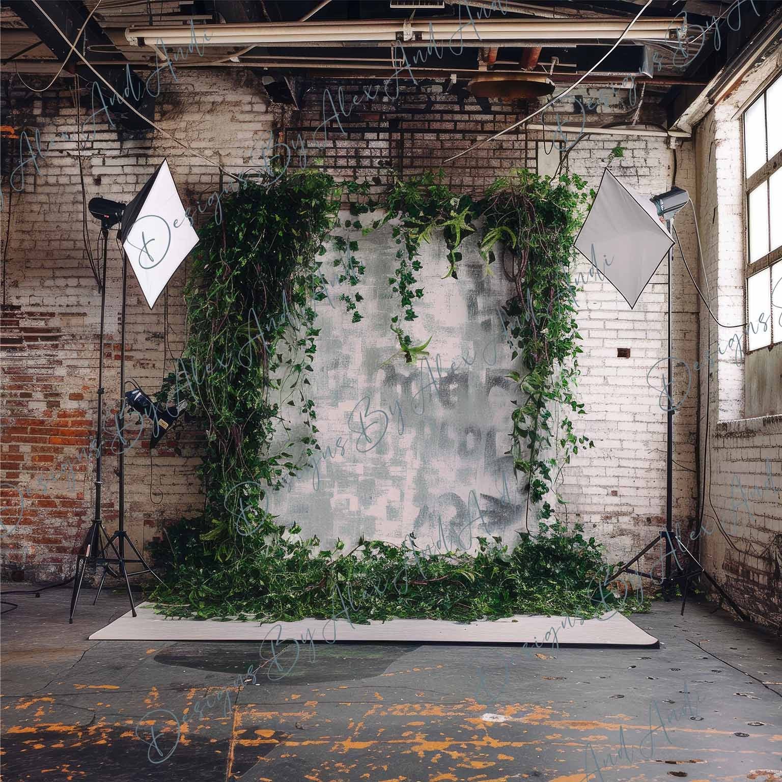 Urban Grass Garland Digital Backdrop Urban Backdrop Garland Event Photo ...