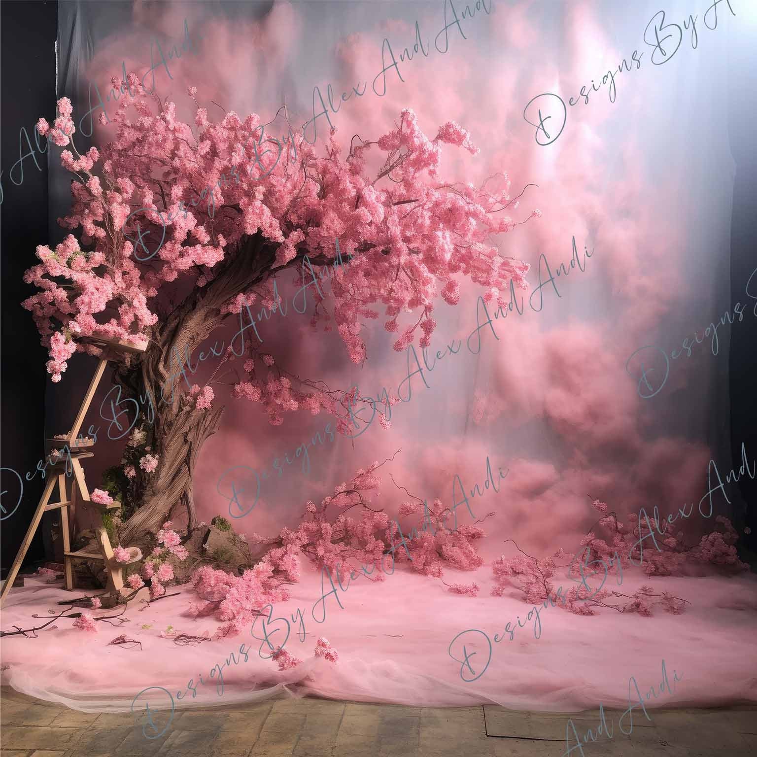 Cherry Blossom Prop Digital Backdrop Overlay Background Birthday Home ...