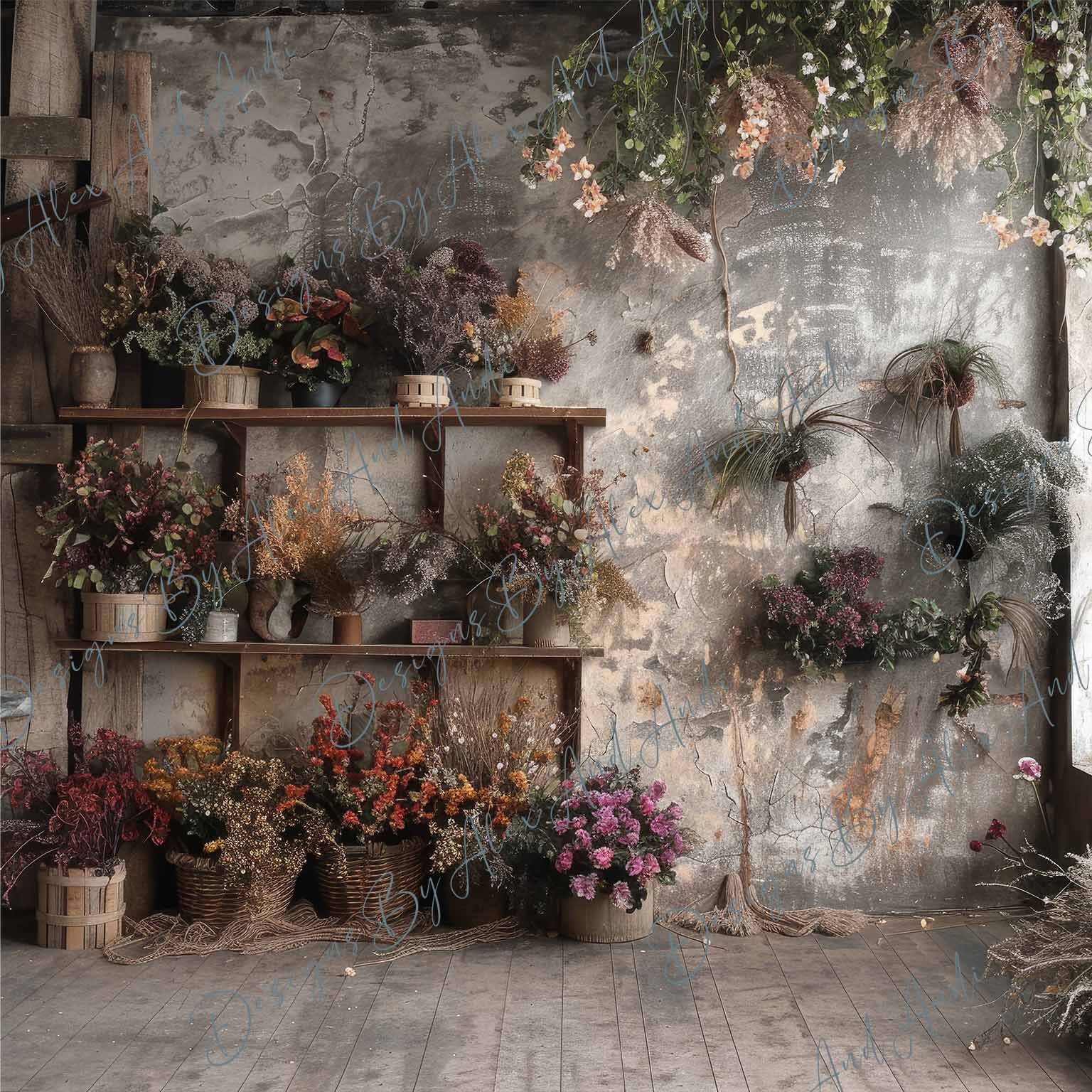 Shelf Floral Backdrop Flowers Floral Back Drop Shelf Photo Shoot ...