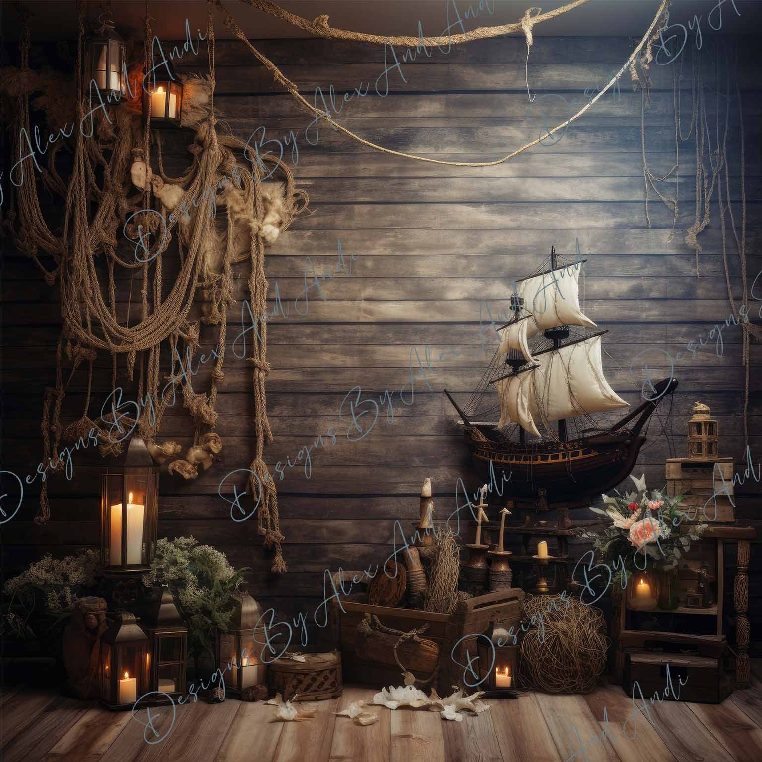 Pirate Backdrop Background Digital Birthday Child Photo Shoot Picture ...