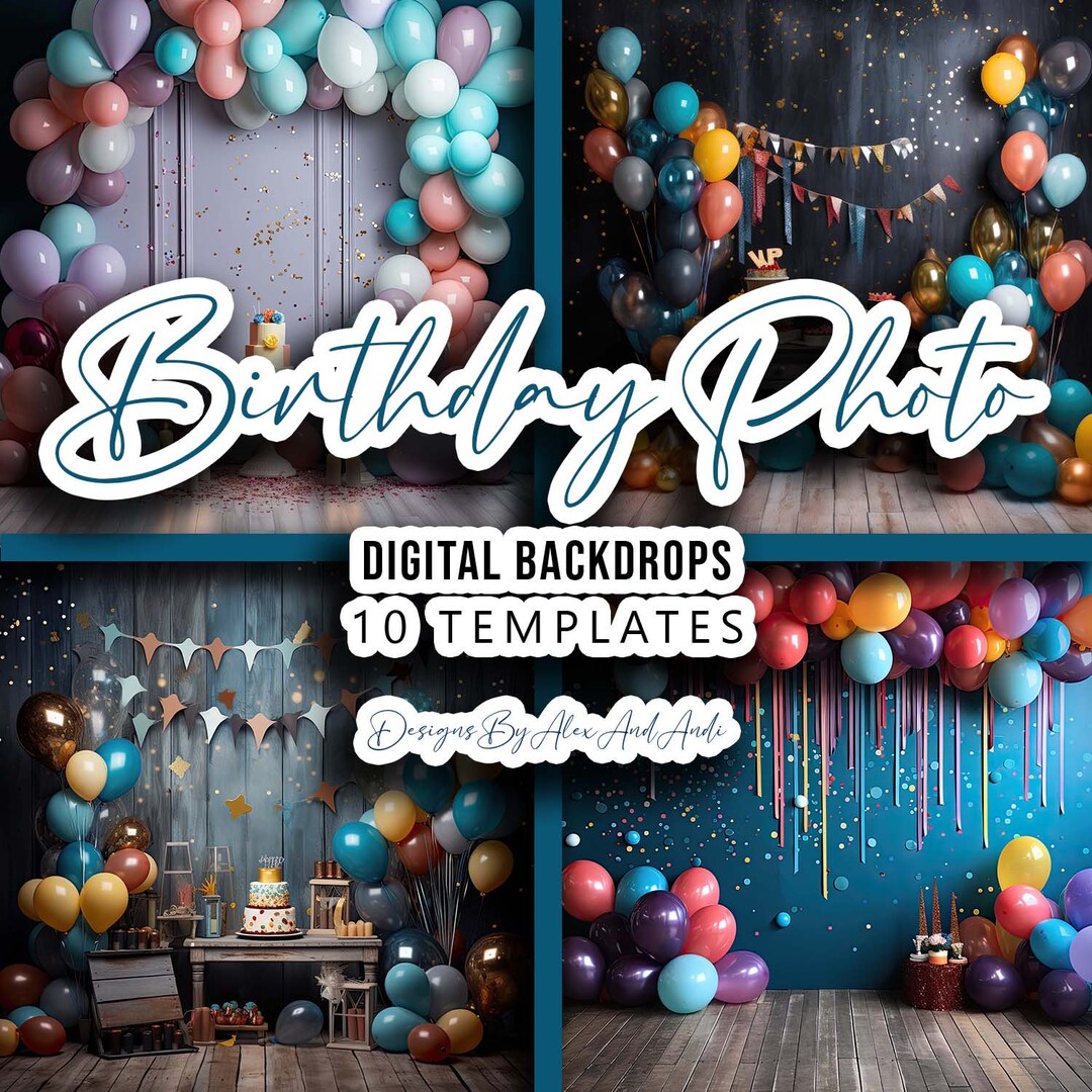 Birthday Photo Digital Backdrop Background Birthday Child Photo Shoot ...