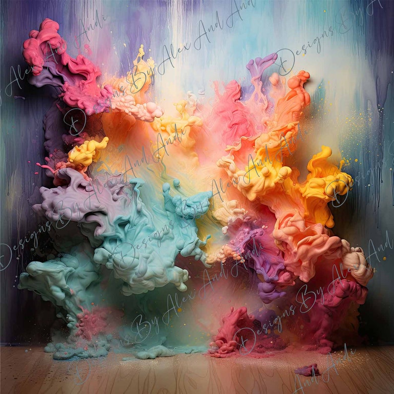 Paint Bomb Digital Backdrop Overlay Background Birthday Child - Etsy