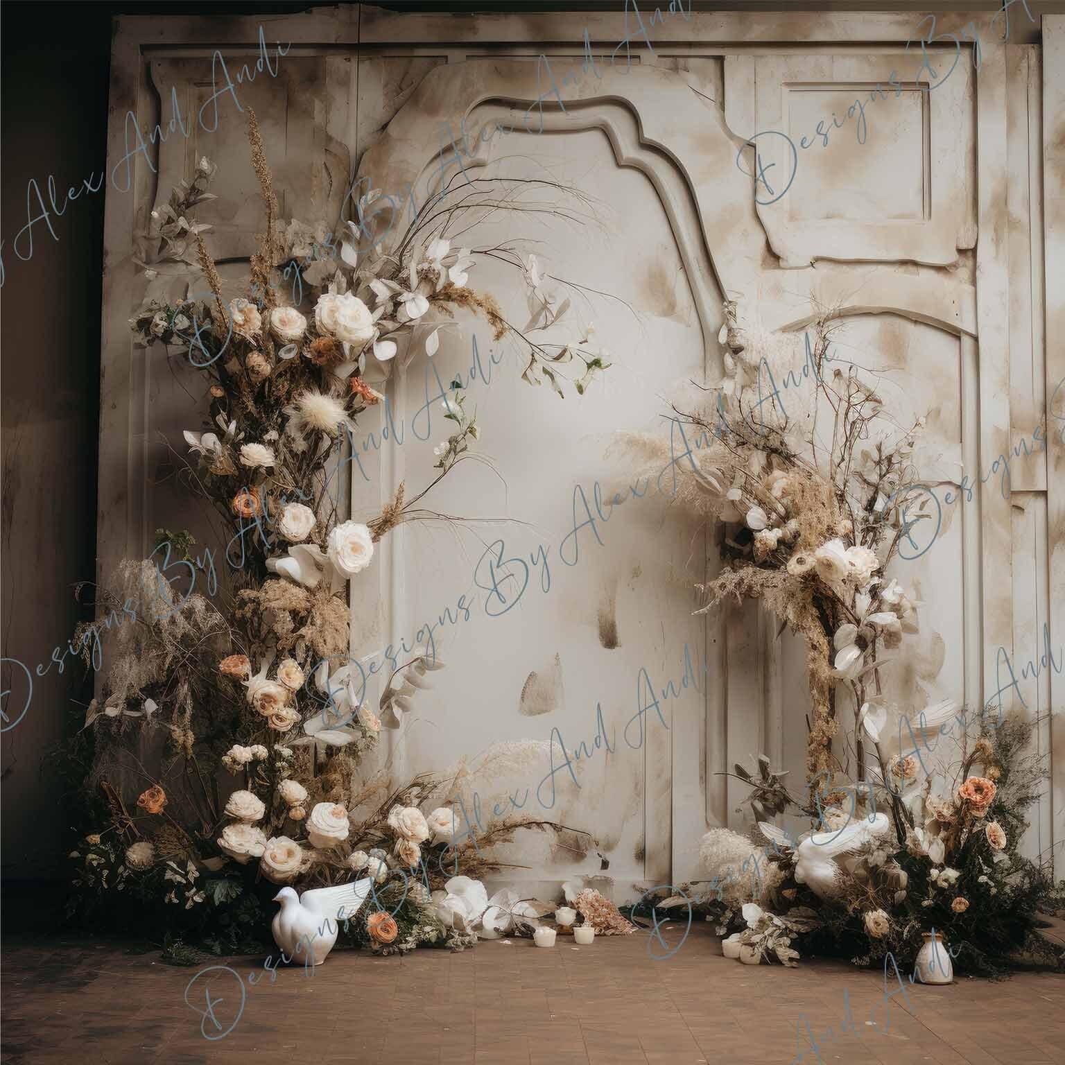 Ceremony Floral Digital Backdrop Ceremonial Backdrop Overlay Wedding ...