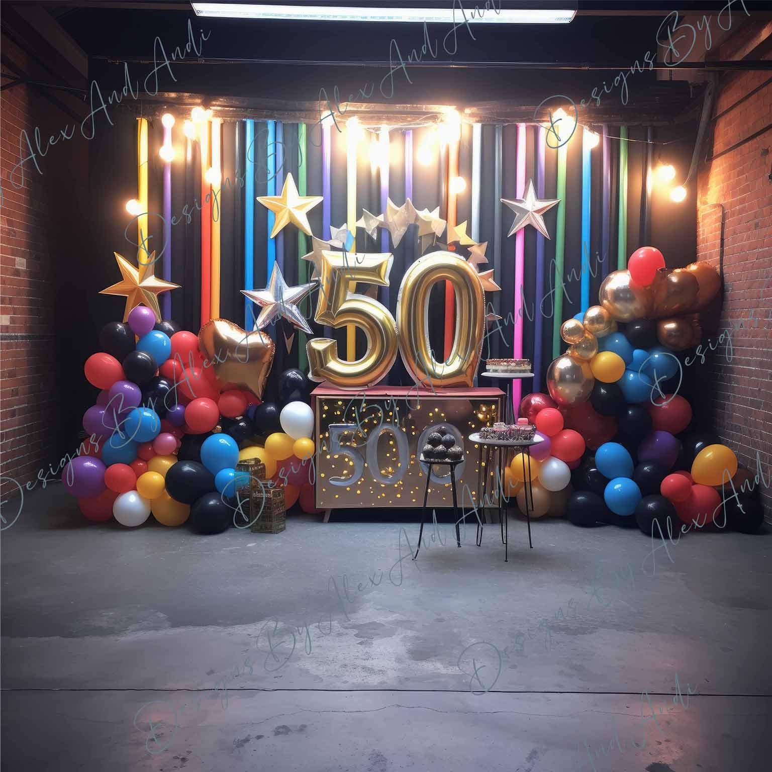 Fifty Birthday Digital Backdrop Overlay Background Photo Shoot Picture ...