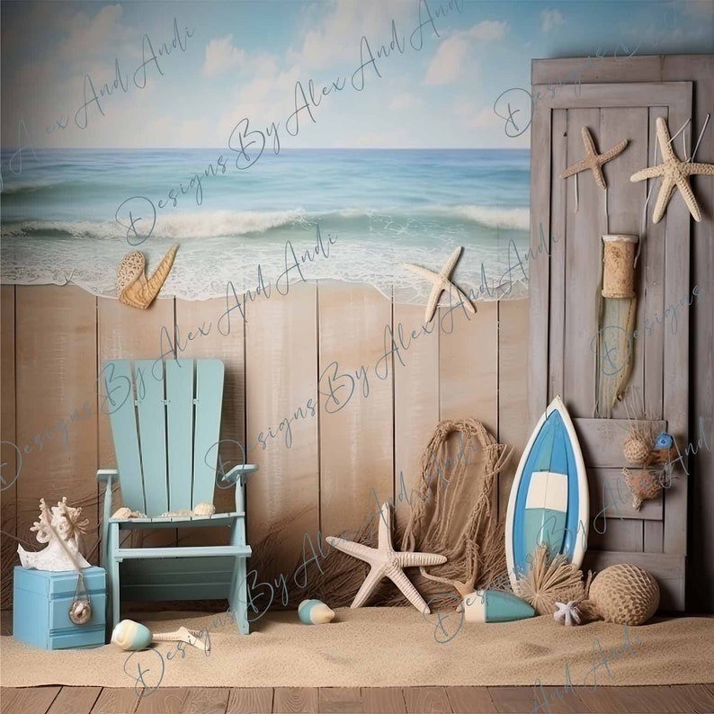 Beach Backdrop Background Digital Photo Shoot Sunny Sand Sea - Etsy