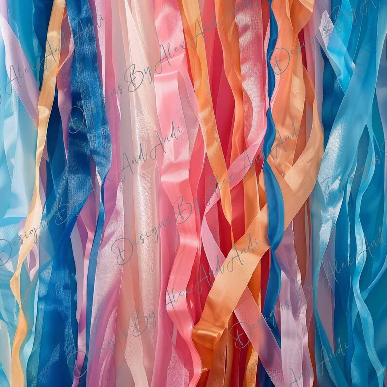 Plastic Ribbon Digital Backdrop Overlay Wedding Background Event Photo ...