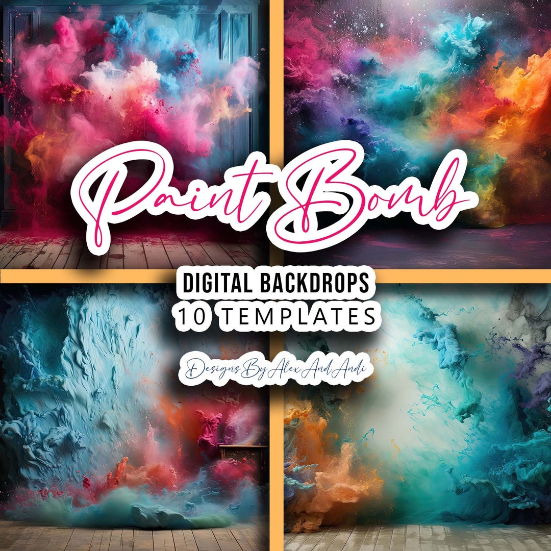 Paint Bomb Digital Backdrop Overlay Background Birthday Child Photo ...