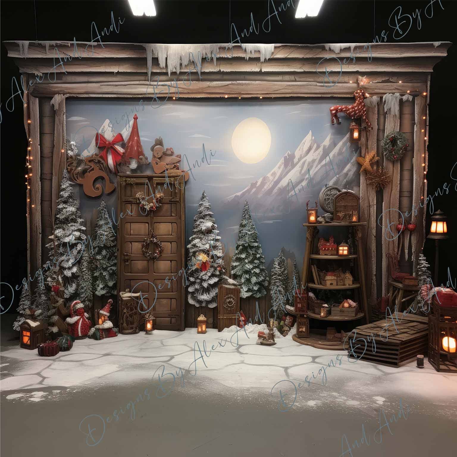 North Pole Workshop Digital Backdrop Overlay Background Holiday Child ...