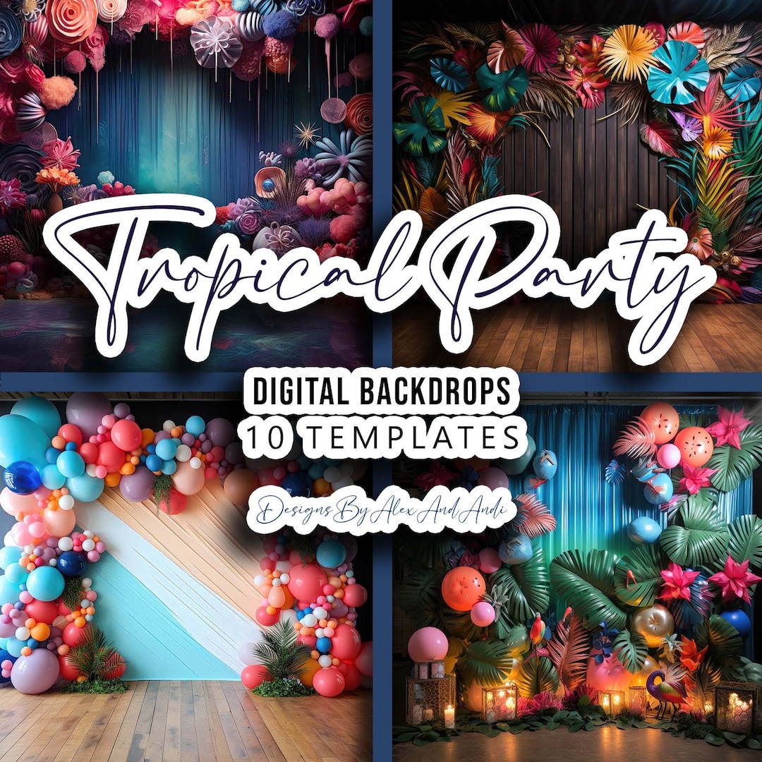 Tropical Party Digital Backdrop Background Birthday Child Photo Shoot ...