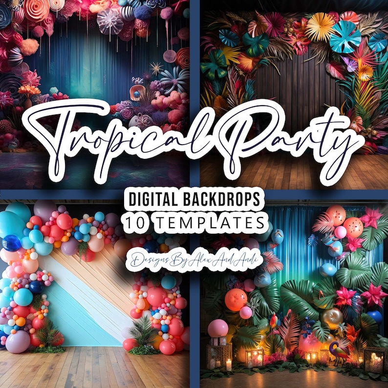 Tropical Party Digital Backdrop Background Birthday Child Photo Shoot ...