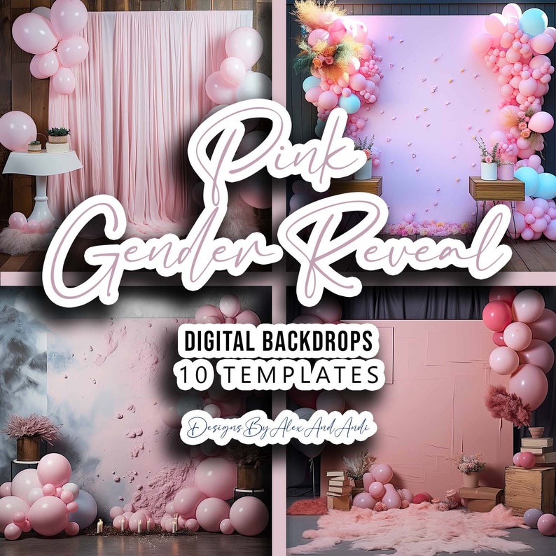 Pink Gender Reveal Digital Backdrop Overlay Background Photo Shoot ...