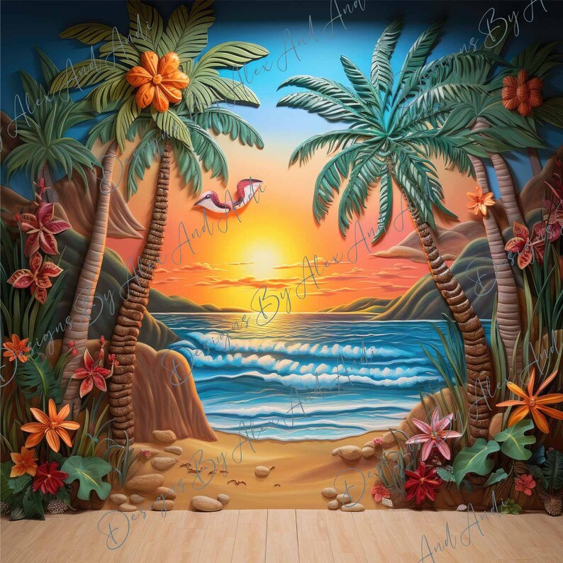Beach Fiesta Backdrop Background Digital Birthday Child Photo Shoot ...