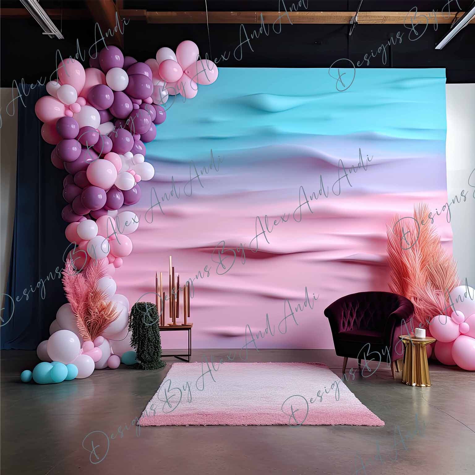 Gender Reveal Girl Digital Backdrop Overlay Wedding Sweet 16 Background ...