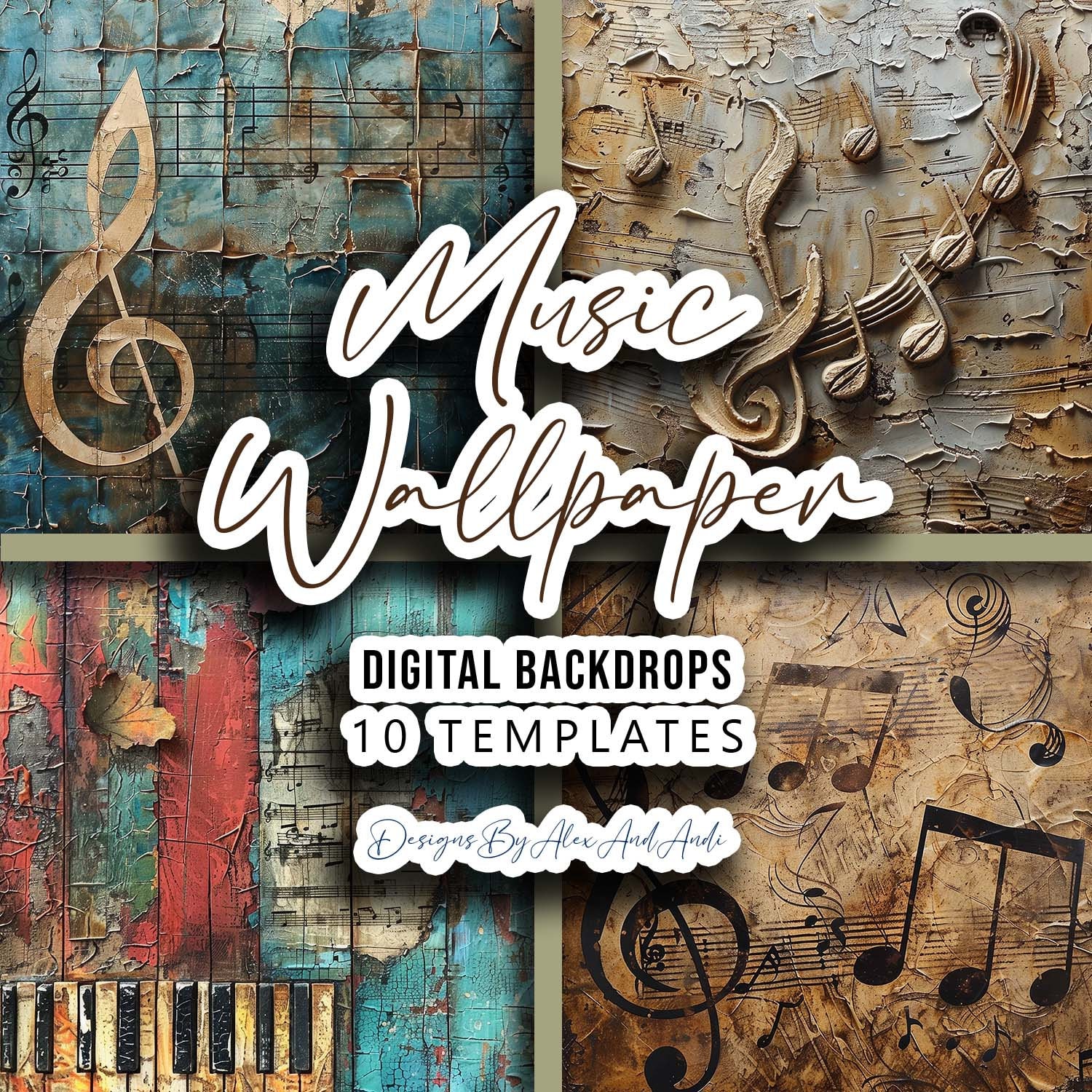 Music Wallpaper Photo Shoot Wall Paper Digital Backdrop Notes Picture ...