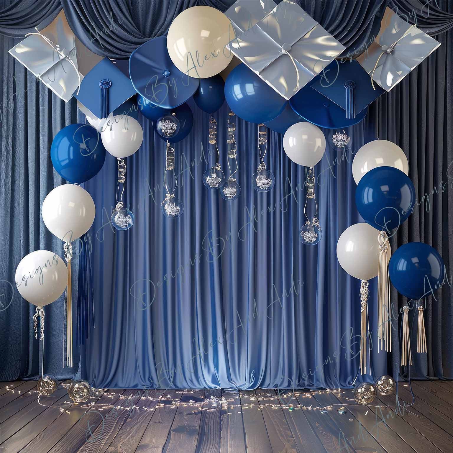 Blue Graduation Studio Photo Graduation Back Ground Ceremony Background ...