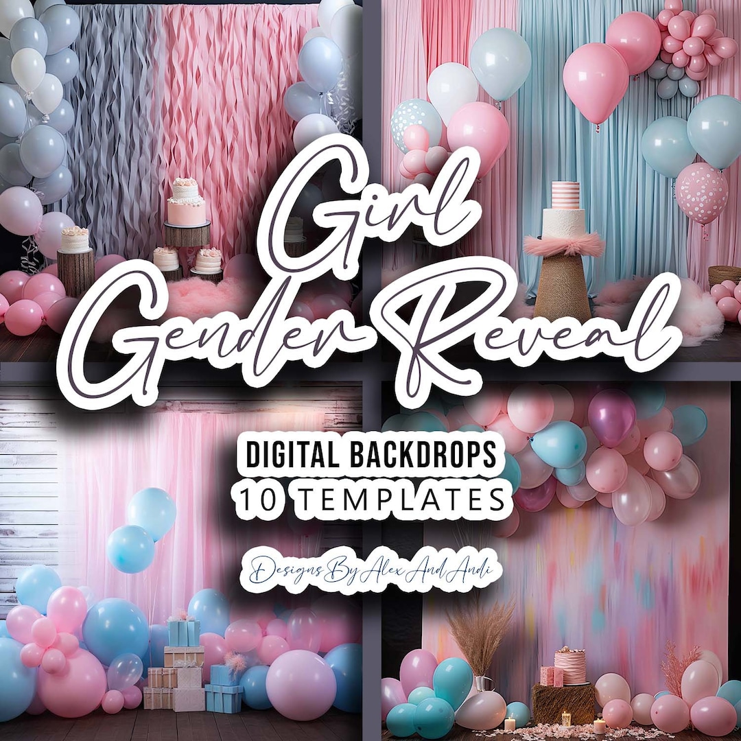 Girl Gender Reveal Digital Backdrop Overlay Background Newborn Event ...
