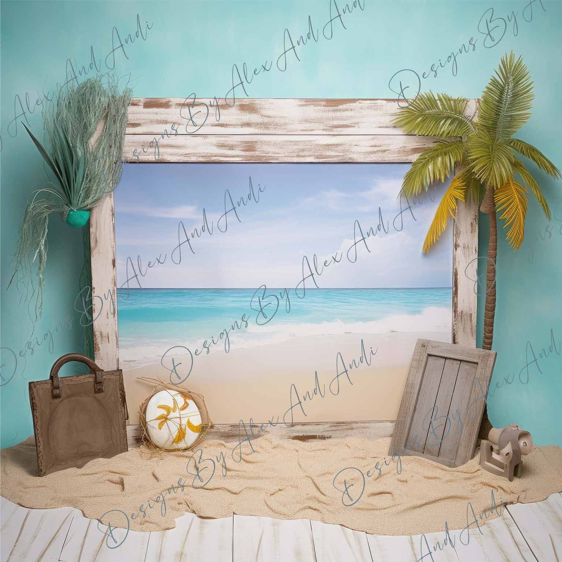 Beach Backdrop Background Digital Photo Shoot Sunny Sand Sea - Etsy