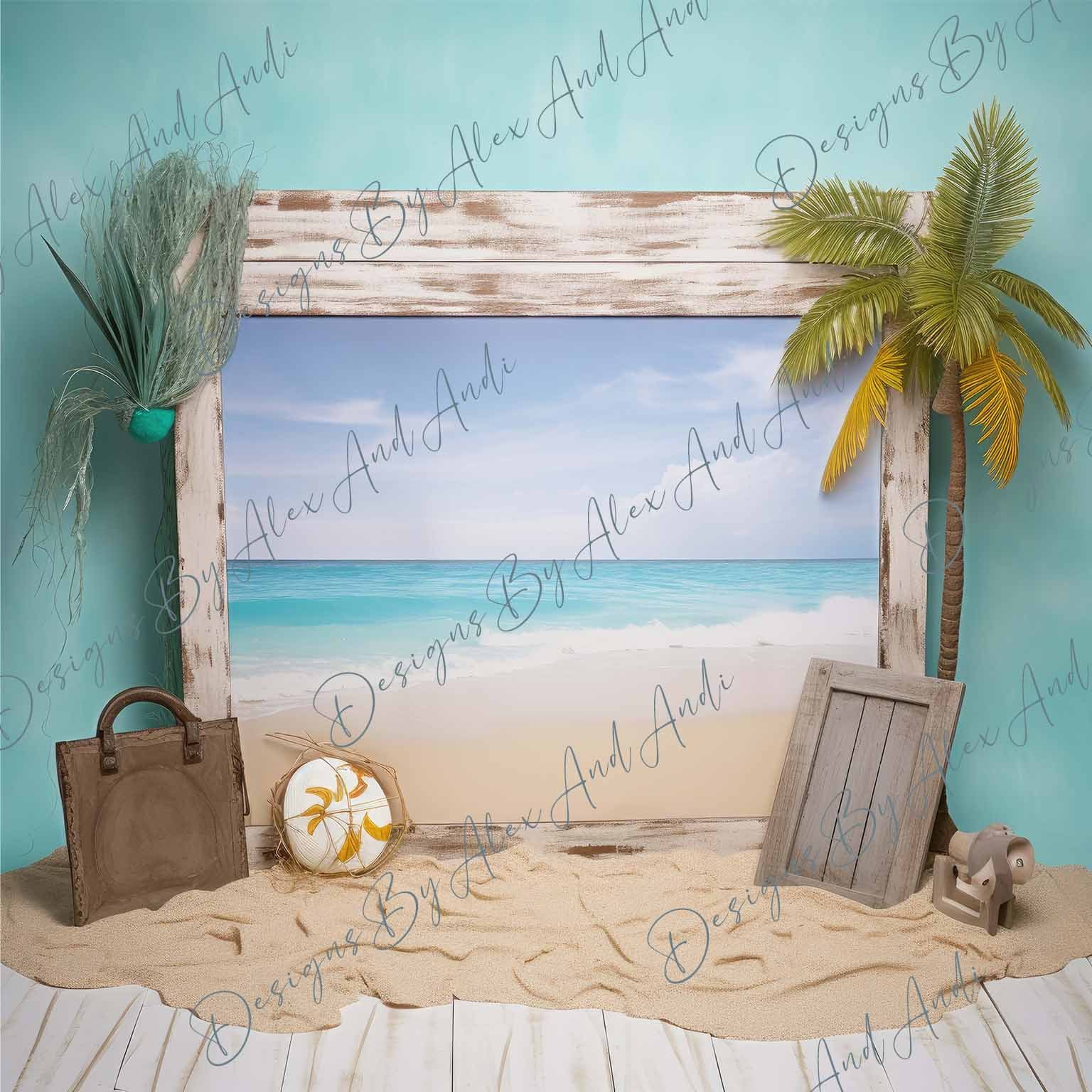 Beach Backdrop Background Digital Photo Shoot Sunny Sand Sea - Etsy