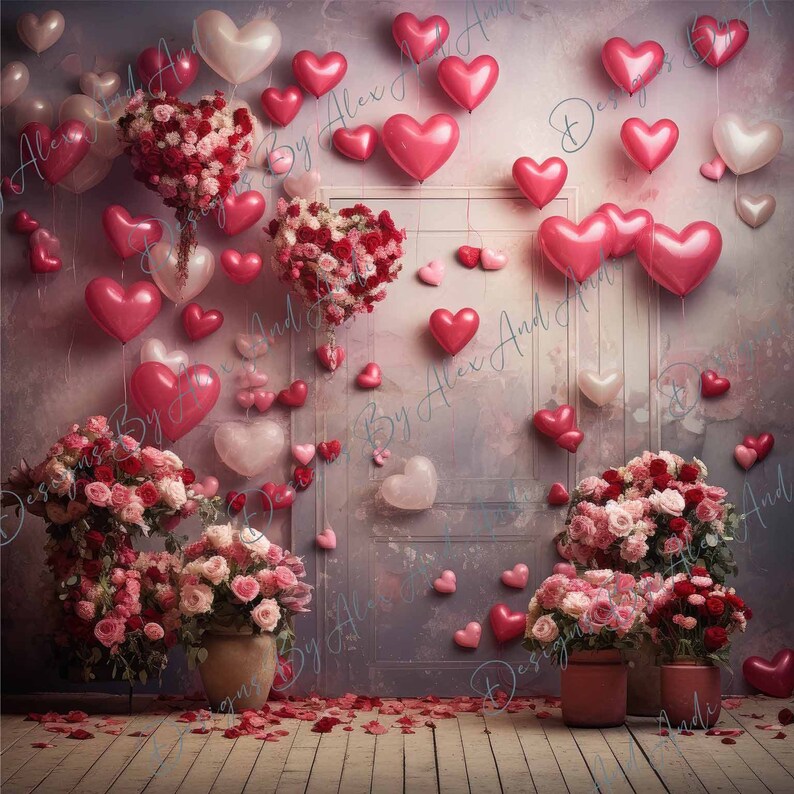Modern Valentine Digital Backdrop Valentin Backdrop Overlay Background ...