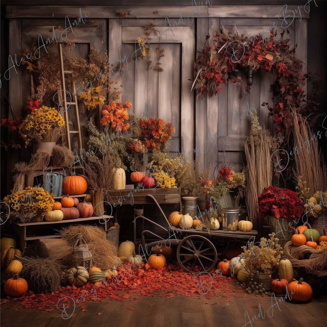 Autumn Wall Digital Backdrop Background Birthday Child Photo Shoot ...