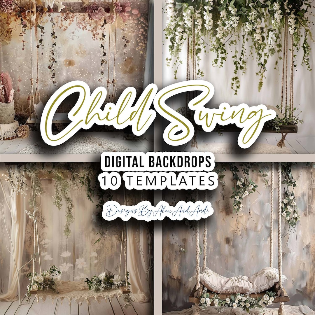 Child Swing Digital Overlay Backdrop Background Party Baby Kid Photo ...