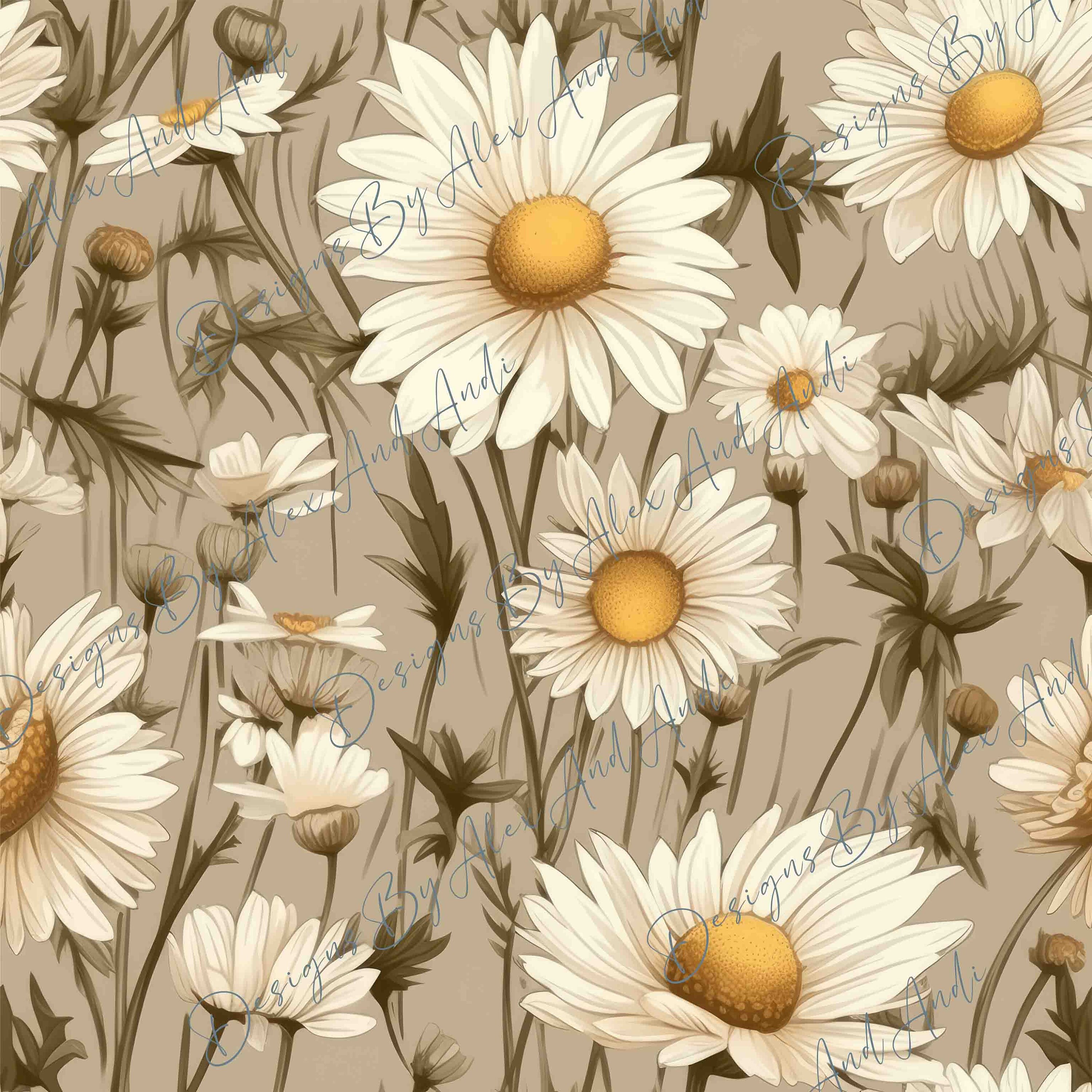 Daisy Flower Seamless Pattern Background Digital Pattern Wall Art ...