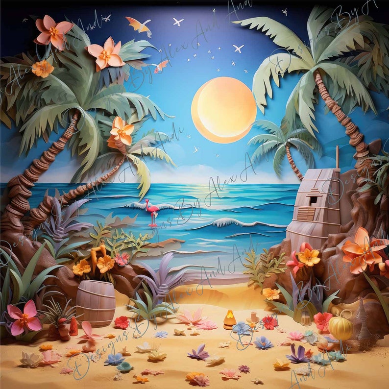 Beach Fiesta Backdrop Background Digital Birthday Child Photo Shoot ...