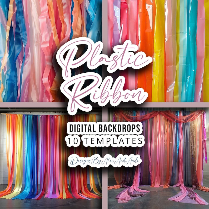 Plastic Ribbon Digital Backdrop Overlay Wedding Background Event Photo ...