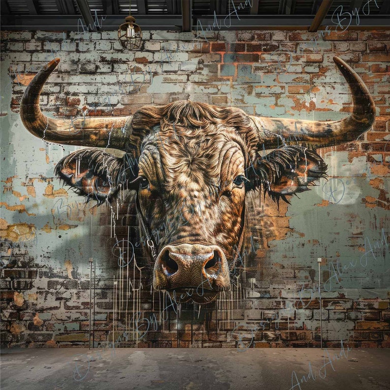 Rodeo Bull Wall Digital Background Backdrop Wedding Overlay Sweet 16 ...