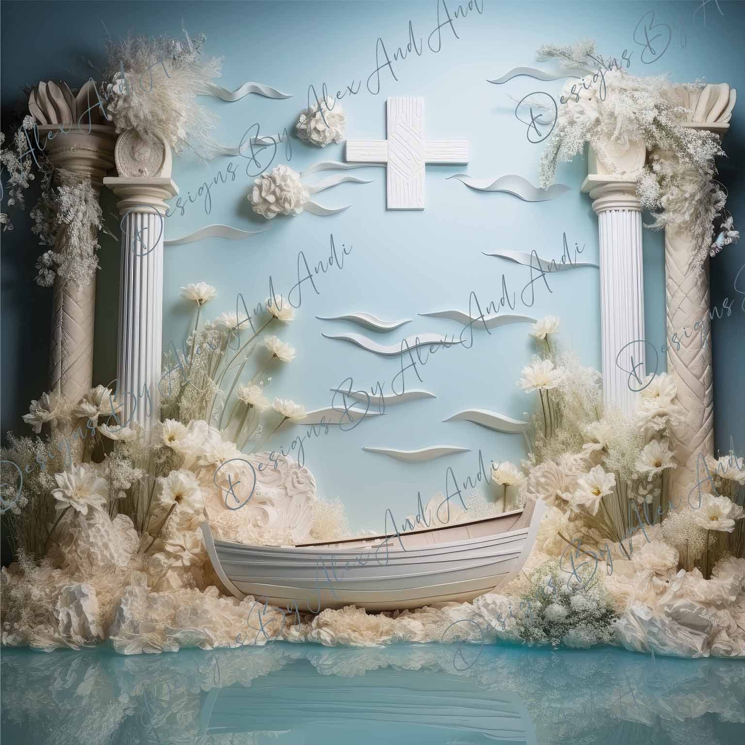 Baptism Tub Digital Backdrop Overlay Background Wedding Birthday Child ...