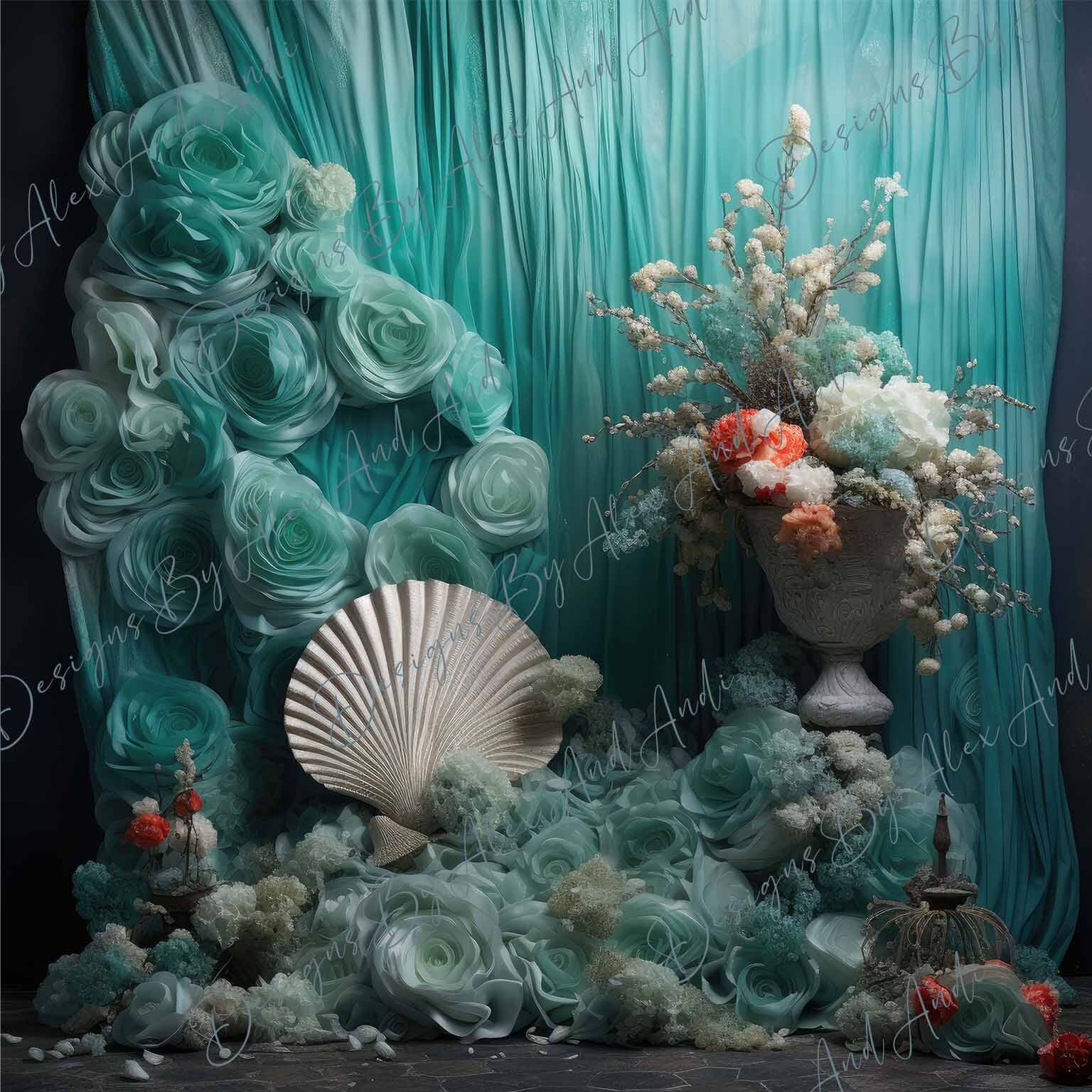 Mermaid Digital Backdrop Overlay Background Wedding Birthday Child ...