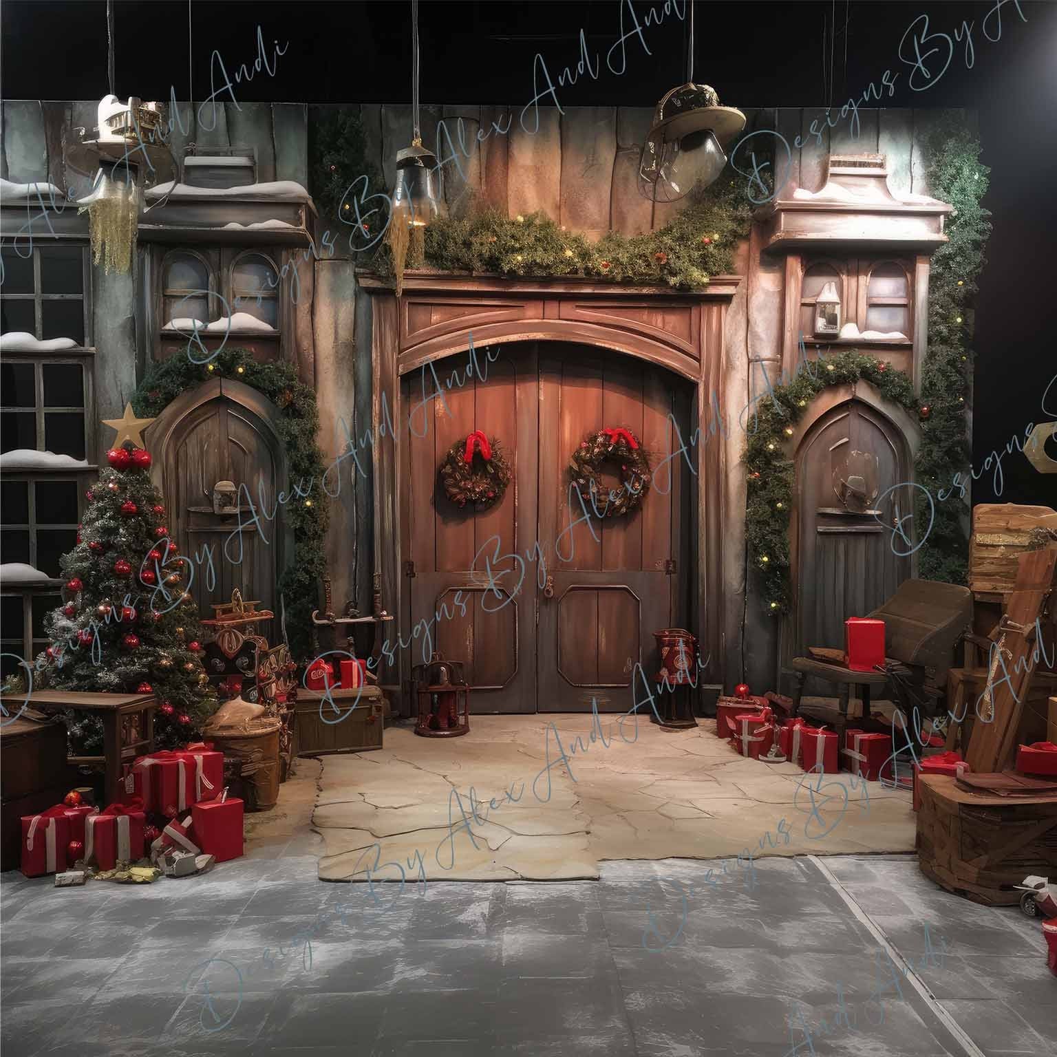 North Pole Workshop Digital Backdrop Overlay Background Holiday Child ...