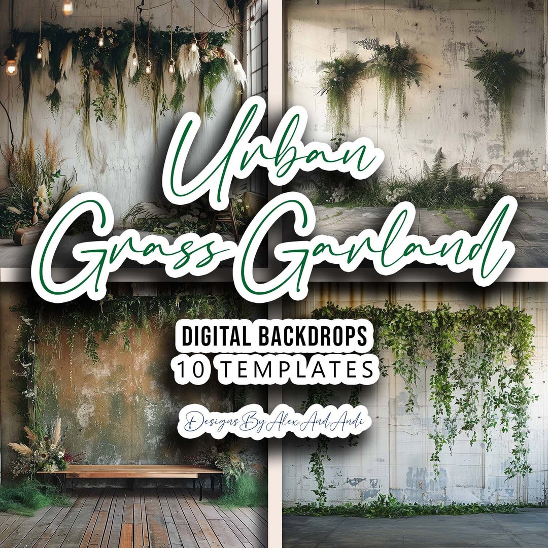Urban Grass Garland Digital Backdrop Urban Backdrop Garland Event Photo ...
