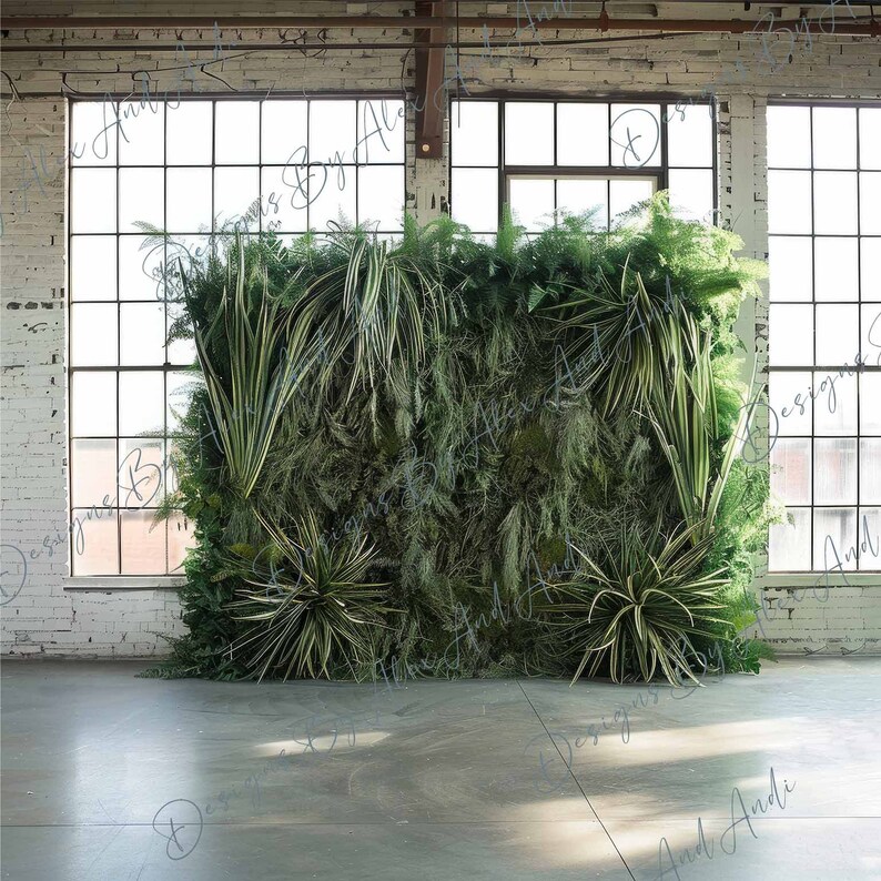 Urban Grass Garland Digital Backdrop Urban Backdrop Garland Event Photo ...