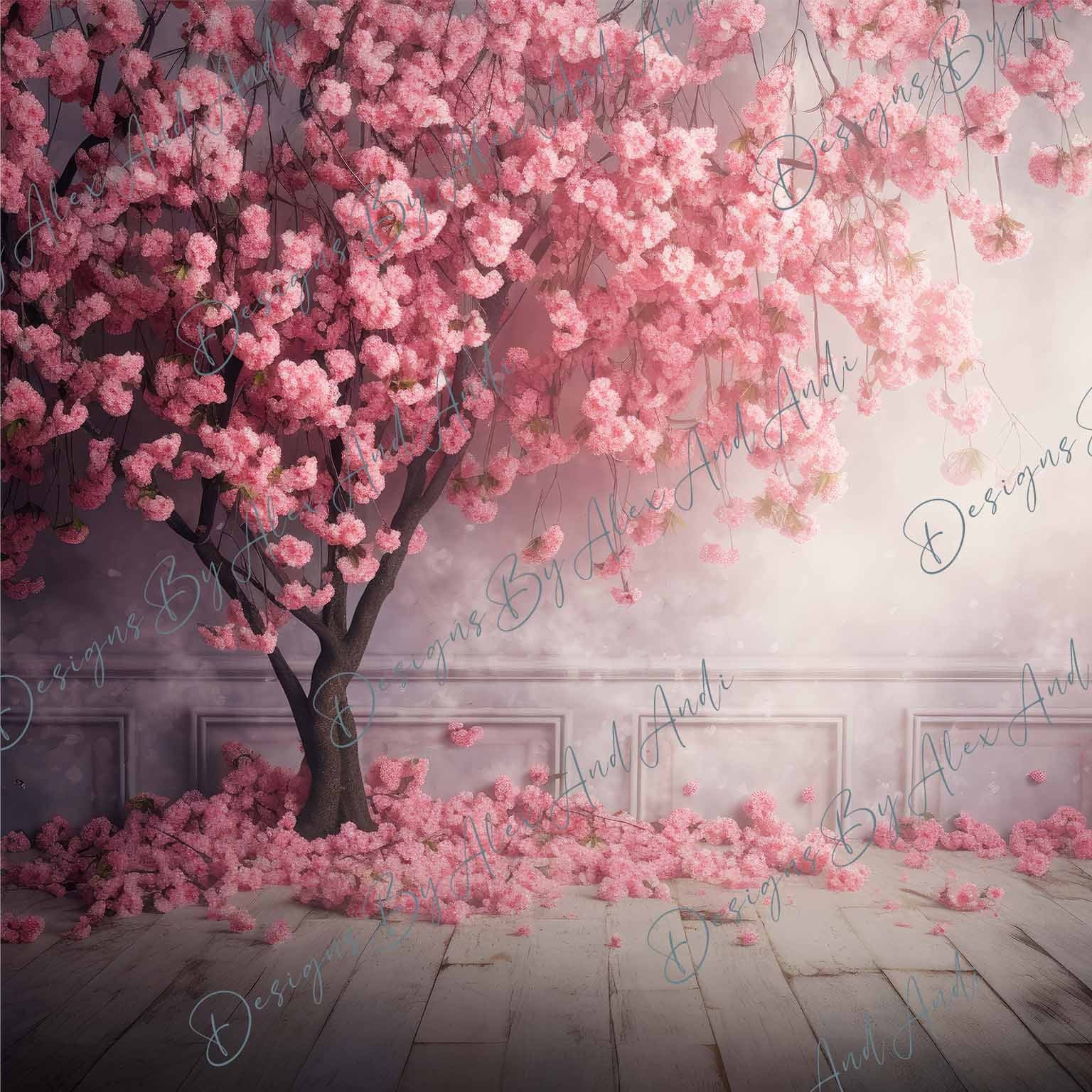 Modern Cherry Blossom Digital Backdrop Overlay Background Wedding ...