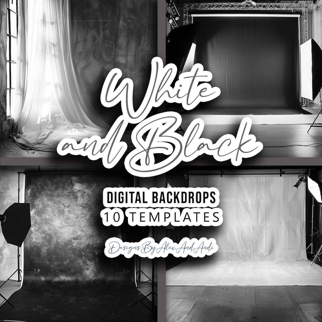White and Black Back Drop Model Photo Studio Digital Backdrop Picture ...