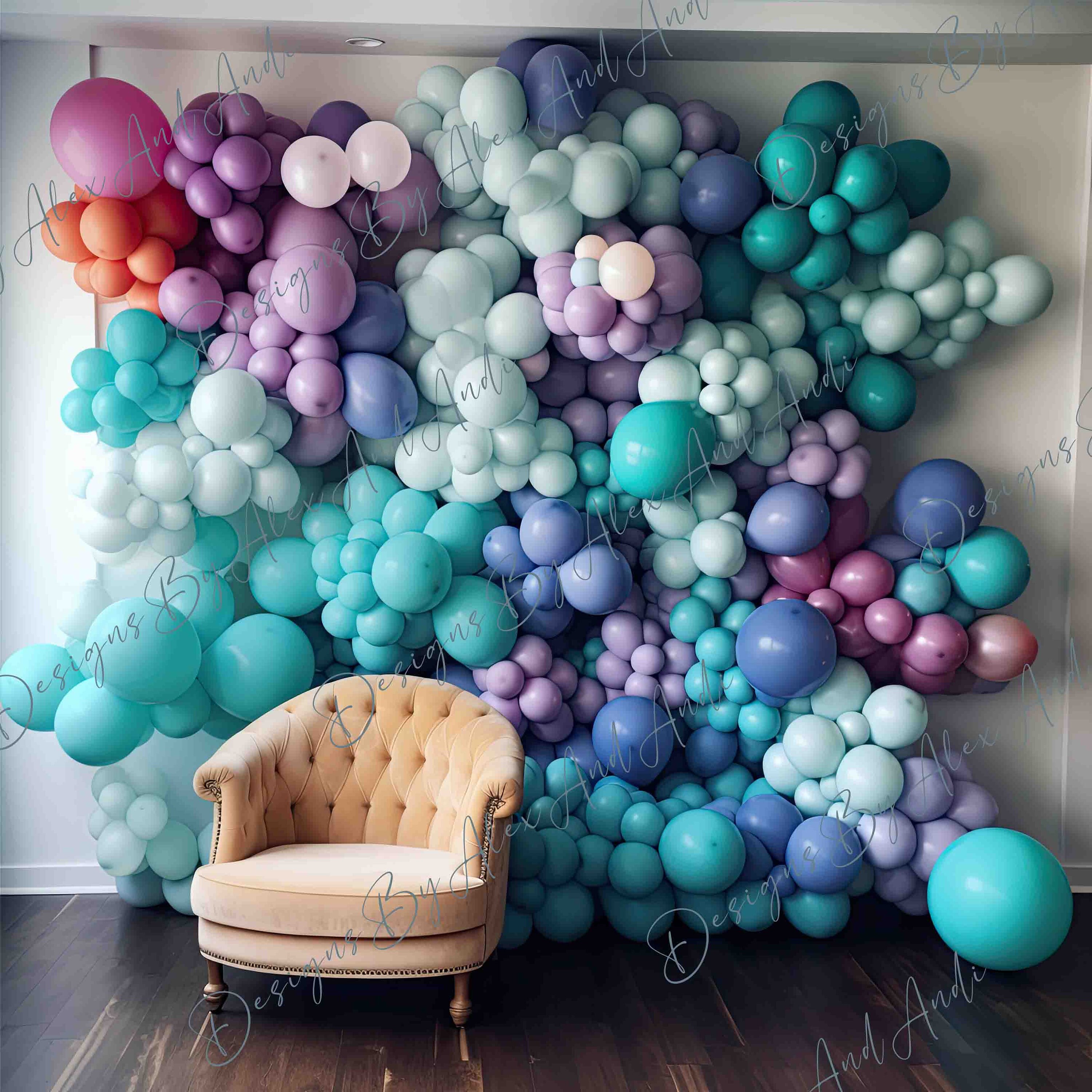 Balloon Rainbow Backdrop Background Digital Photo Shoot Studio Birthday ...