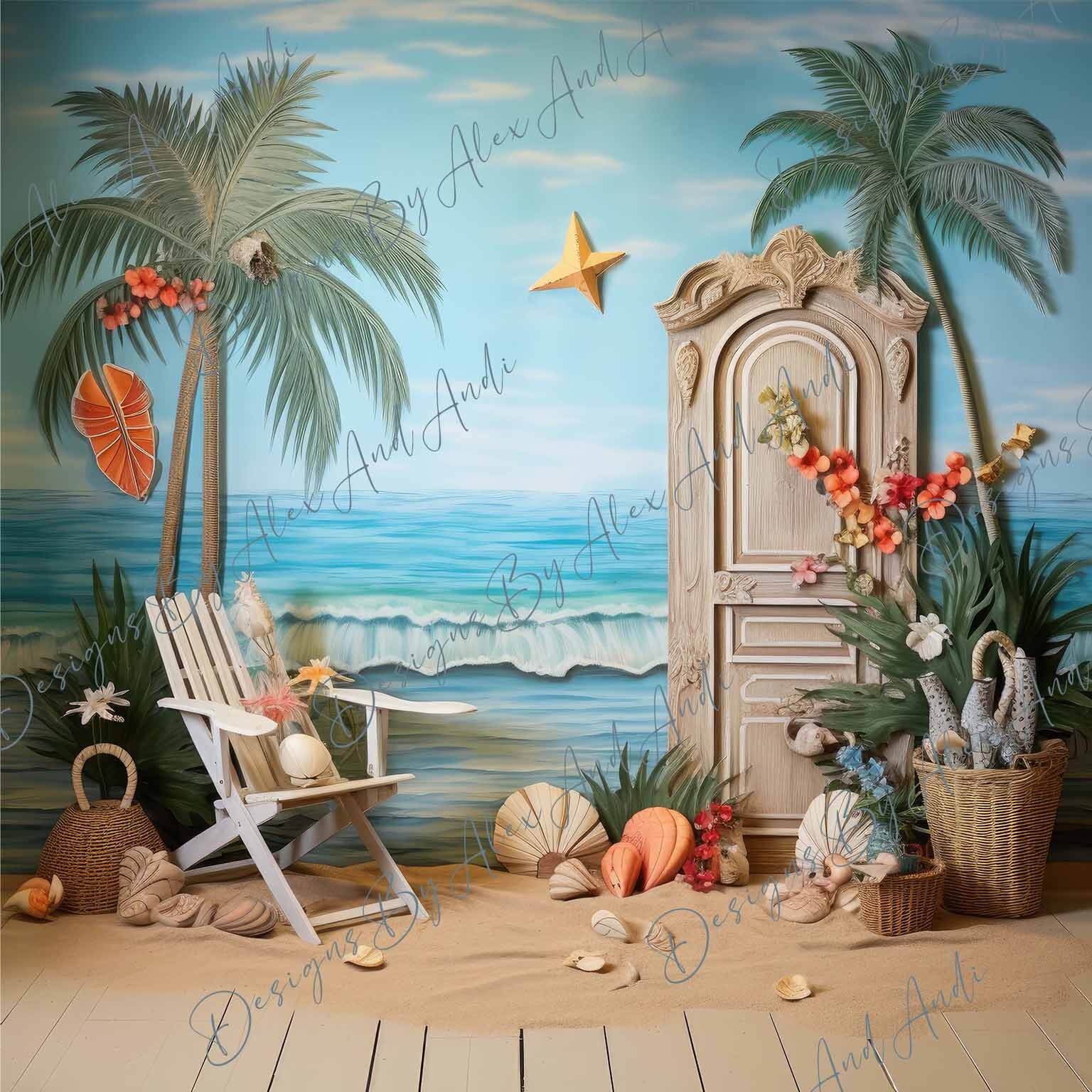 Beach Prop Backdrop Background Digital Birthday Child Photo Shoot ...