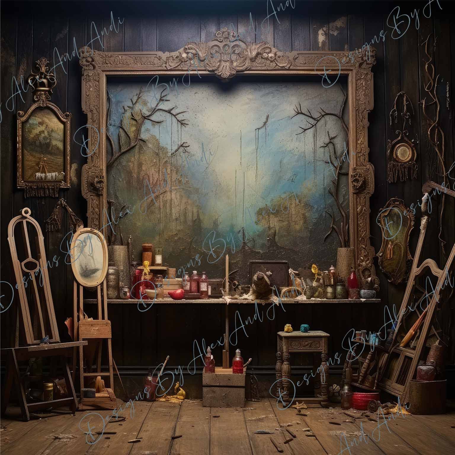 Arts & Crafts Backdrop Artful Backdrop Background Digital Hobbit Wood ...