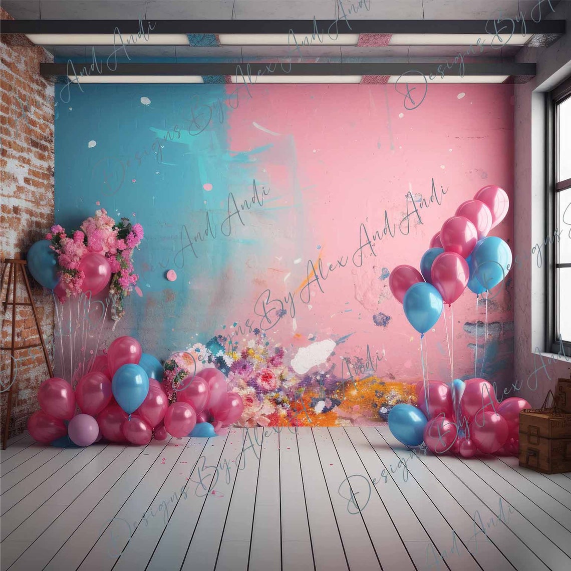 Gender Reveal Girl Digital Backdrop Overlay Wedding Sweet 16 Background ...