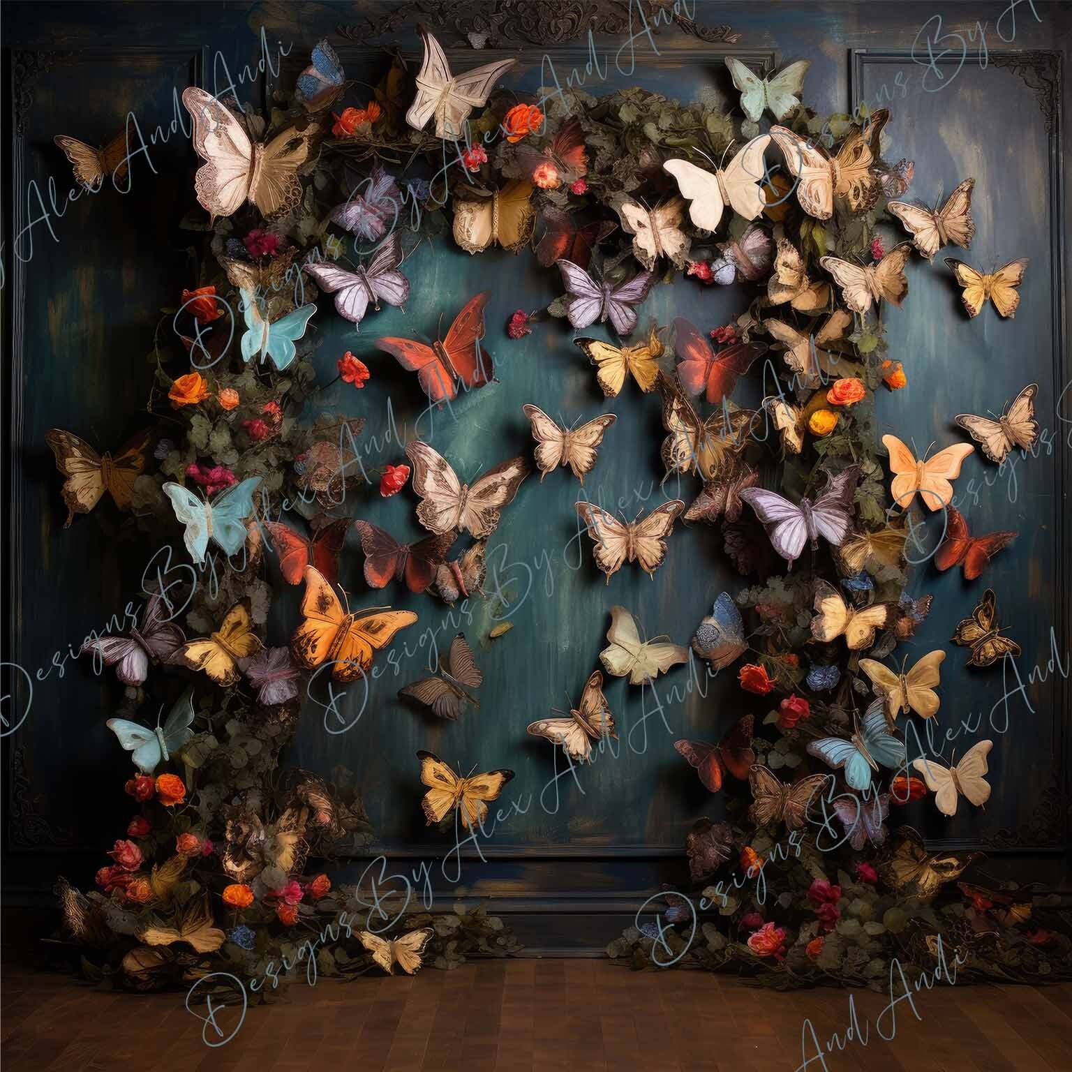 Colorful Butterfly Backdrop Background Digital Birthday Child Photo ...