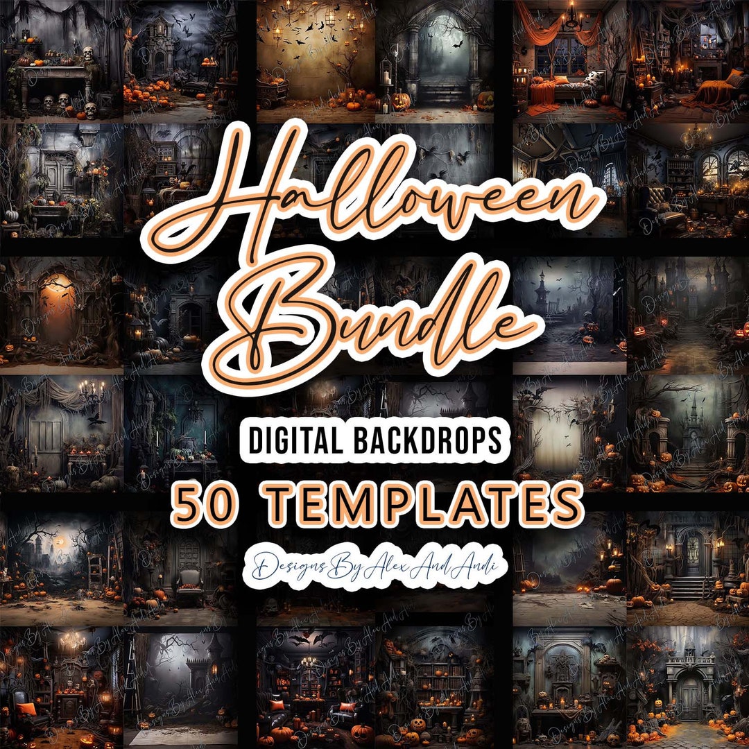 50 Halloween Digital Backdrops Background Overlay Set Fifty Spooky ...