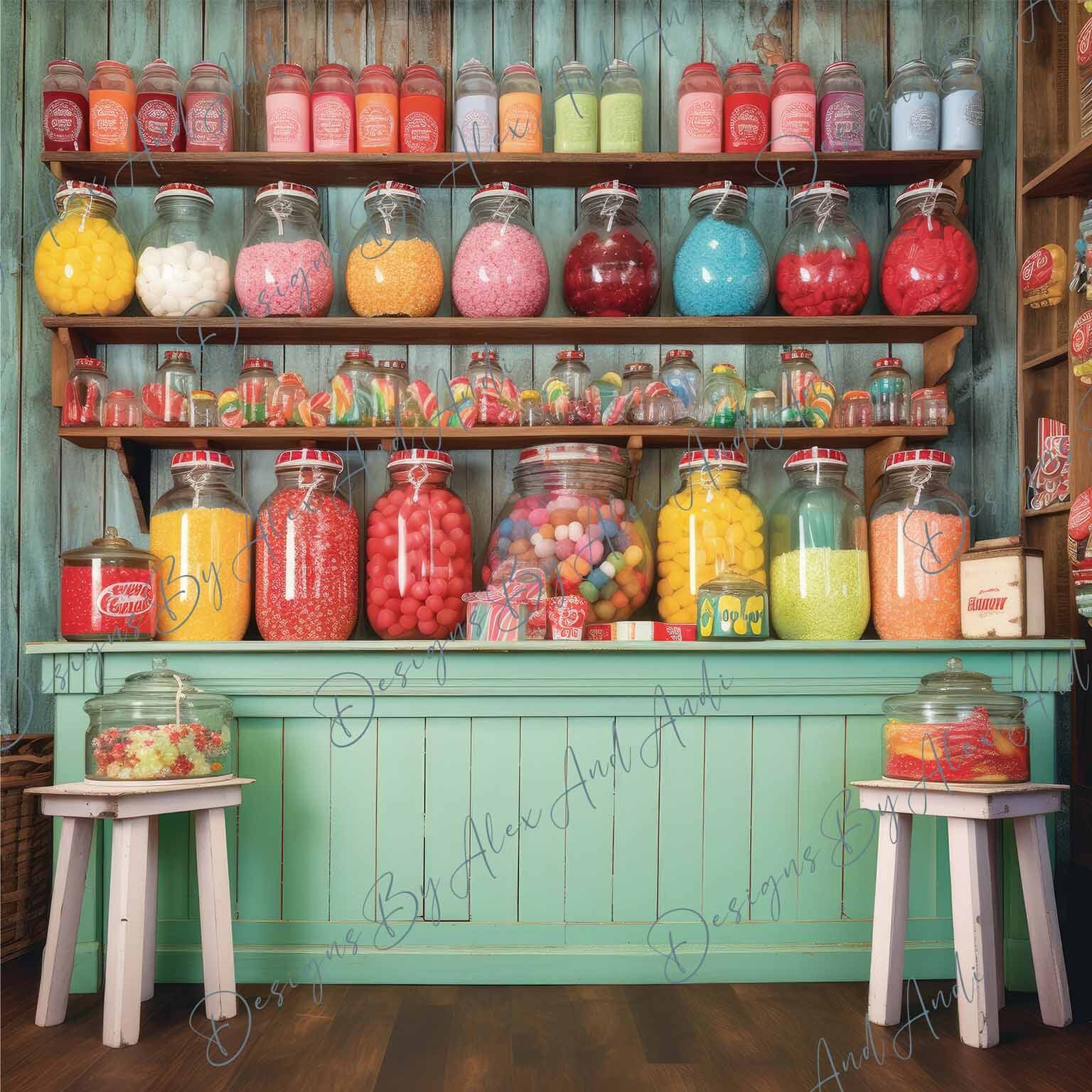 Candy Store Studio Backdrop Background Digital Photo Shoot Picture Prop ...