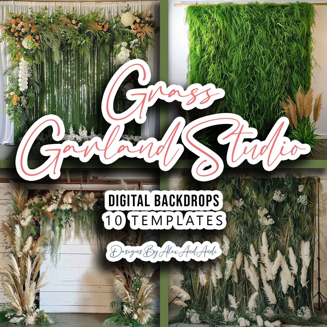 Grass Garland Studio Event Garland Photo Shoot Grass Back Drop Backdrop ...