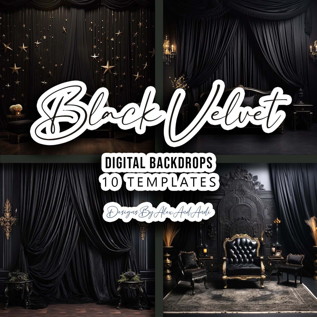 Black Velvet Digital Backdrop Overlay Wedding Sweet 16 Background ...