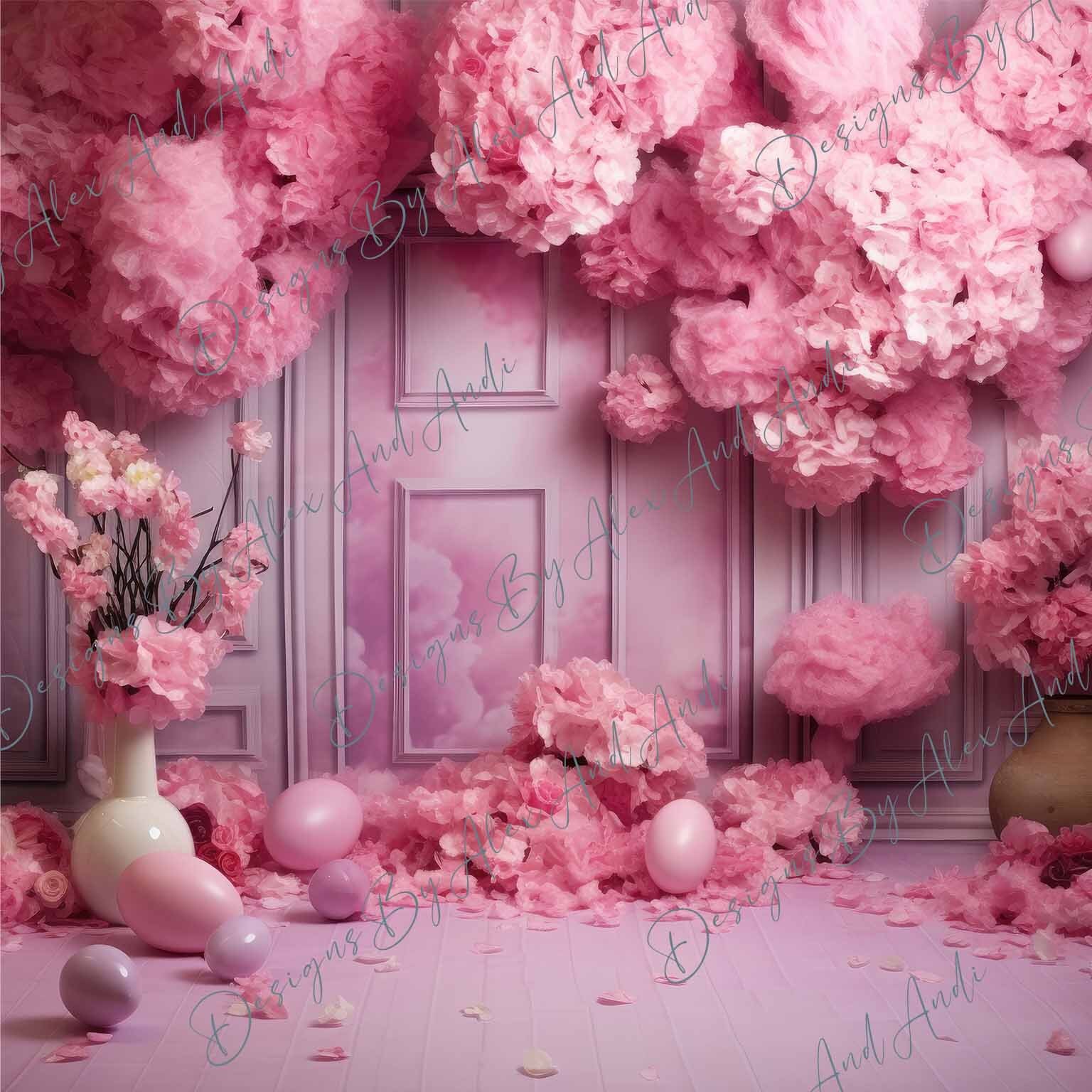 Pink Photo Studio Digital Backdrop Overlay Wedding Sweet 16 Background ...