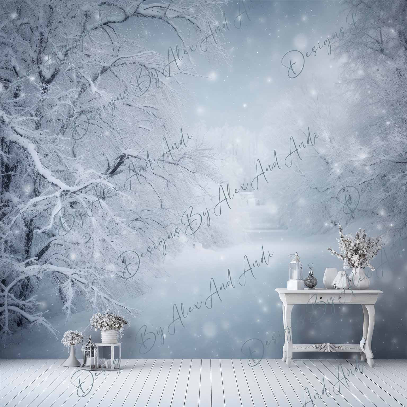 Modern Winter Digital Backdrop Overlay Background Birthday Photo ...